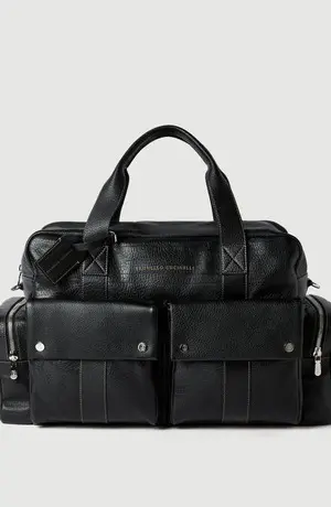 Brunello Cucinelli Grained Calfskin Leisure Bag - Black