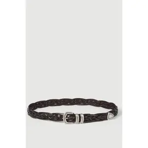 Brunello Cucinelli Braided Calfskin Belt With Detailed Buckle And Tip - Brown