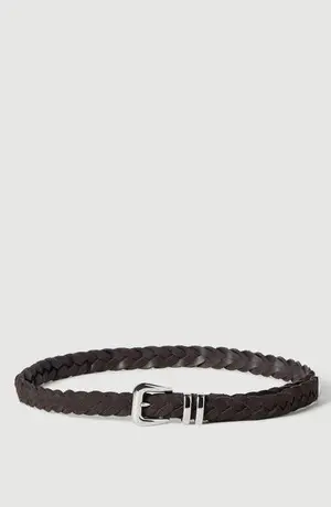 Brunello Cucinelli Reversed Calfskin Braided Belt - Anthracite