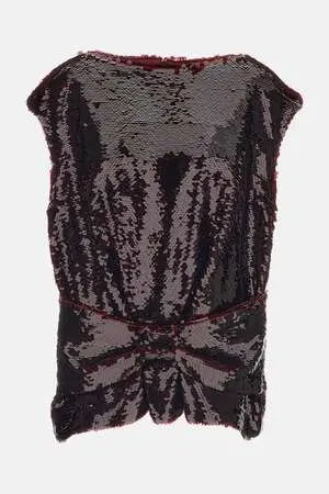 Simone Rocha Sequin Sleeveless Top With Bow Detail - Red