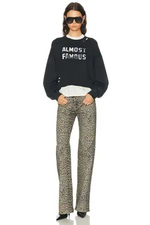 R13 Almost Famous Cropped Crewneck Sweatshirt