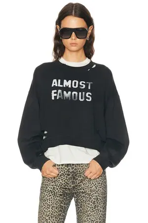 R13 Almost Famous Cropped Crewneck Sweatshirt
