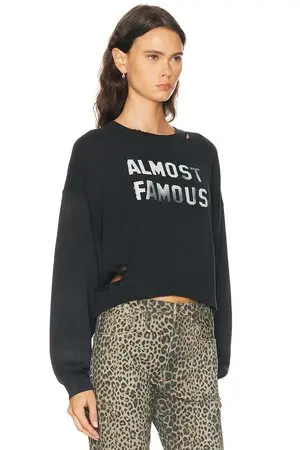 R13 Almost Famous Cropped Crewneck Sweatshirt