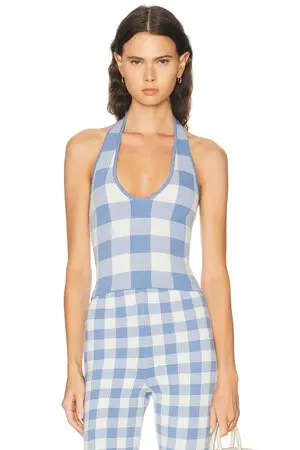 SEROYA Dumont Top In Blue - Coastal Blue Gingham