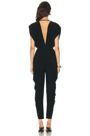 Norma Kamali Square Sleeve Waterfall Jumpsuit
