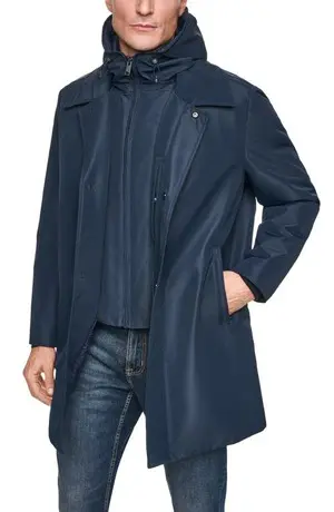 Andrew Marc Mackintosh With Hooded Bib - Ink