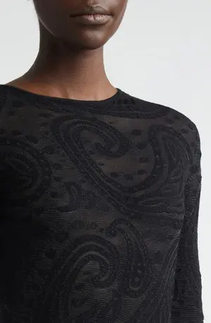 Etro Paisley Jacquard Long Sleeve Midi Sweater Dress