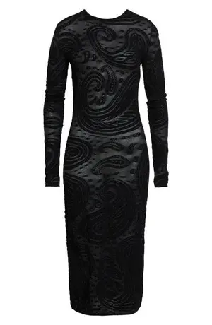 Etro Paisley Jacquard Long Sleeve Midi Sweater Dress