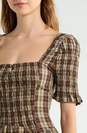 DAMSON MADDER Checked Organic Cotton Midi Dress