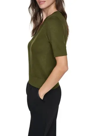 Dkny Lace Trim Sweater - Dark Olive