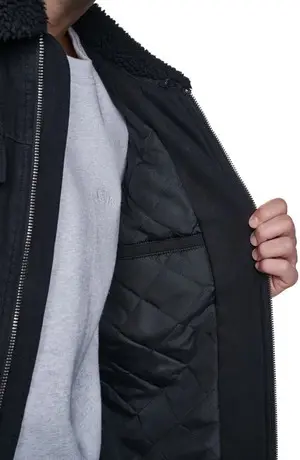 LEVI'S Cotton Aviator Bomber Jacket With Faux Shearling Collar - Black