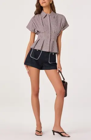 Astr The Label Bobbie Stitch Detail High Waist Shorts
