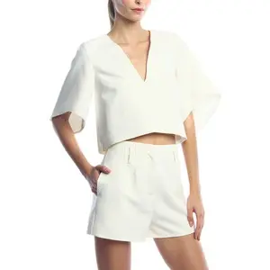 LBLC THE LABEL Amalfi Deep V Blouse - Ivory