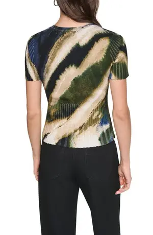 Dkny Printed Mixed Rib Sweater