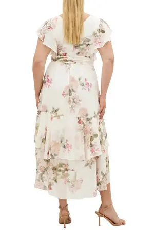 City Chic Floral Print Maxi Dress - Delicate Fl