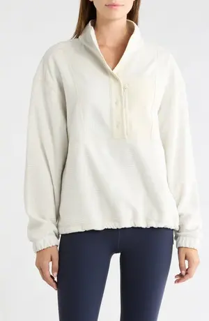 Prana PrAna Stretch Zion Fleece Half Snap Pullover Beach Pebble