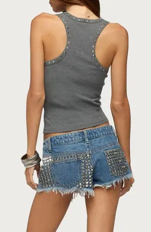 EDIKTED Charis Studded Ribbed Tank Top