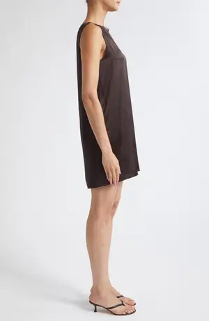 LESET Barb Lace Detail Satin Mini Dress
