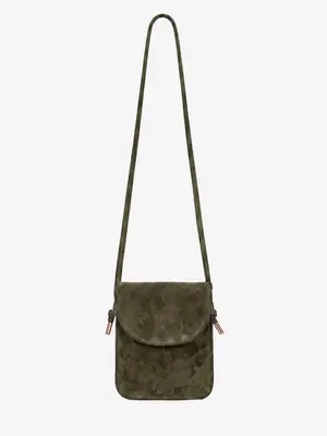 MINE BILGI Naya Suede Leather Flap Crossbody & Shoulder Bag - Green