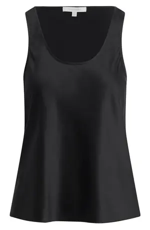 FAVORITE DAUGHTER The Clean Cut Silk Blend Tank - Black