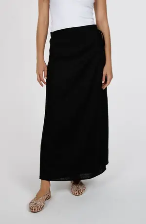 LEISURE LAB Marbella Wrap Skirt - Noir