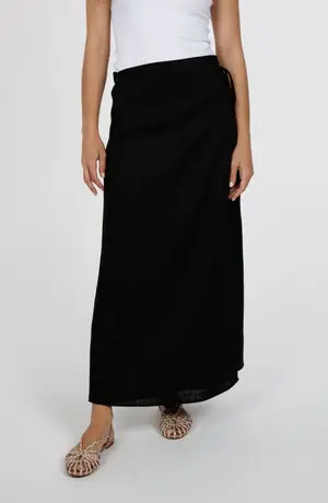 LEISURE LAB Marbella Wrap Maxi Skirt - Noir