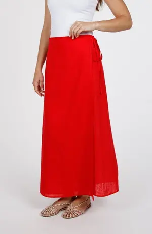 LEISURE LAB Marbella Wrap Skirt - Ruby