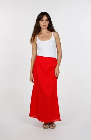 LEISURE LAB Marbella Wrap Maxi Skirt - Ruby