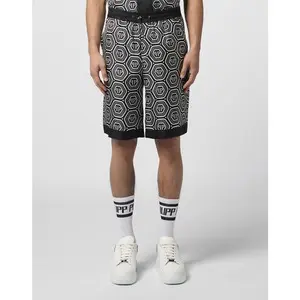 Philipp Plein Silk Drawstring Shorts Monogram 70's