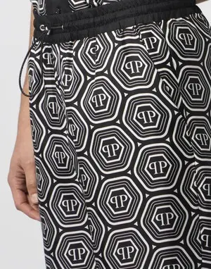 Philipp Plein Silk Drawstring Shorts Monogram 70's