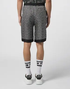 Philipp Plein Silk Drawstring Shorts Monogram 70's