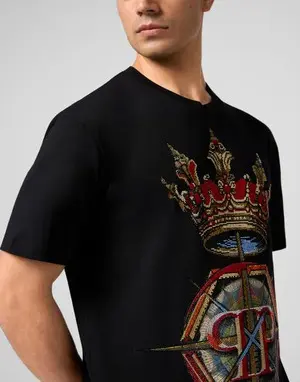 Philipp Plein Round Neck T-shirt Crown Stones - Black