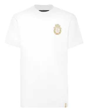 BILLIONAIRE Embroidered Round Neck T-shirt Crest - White
