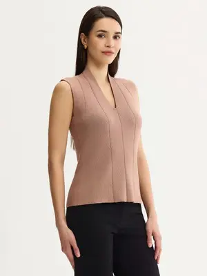 Misook V Neck Princess Seam Tank