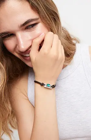 UNODE50 Sterling Plated Leather Bracelet With Crystal