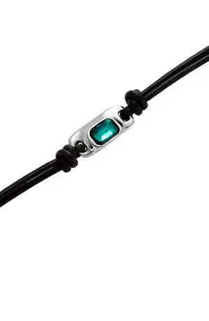 UNODE50 Sterling Plated Leather Bracelet With Crystal