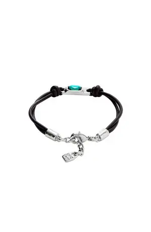 UNODE50 Sterling Plated Leather Bracelet With Crystal