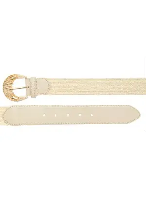 LASCANA Woven Belt With Leather Trim And Gold Tone Buckle
