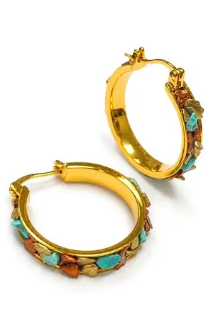 LA MENO Turquoise Hoop Earrings