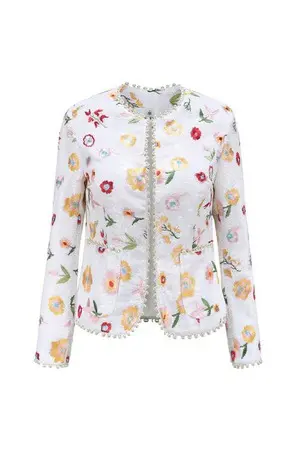 SKYLENCE Embroidered Sequin Jacket - Blanche