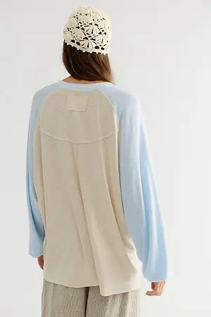 Free People We The Free First Base Long Sleeve Tee - Tea Combo