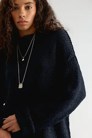 Free People Opal Rollneck Knit Tunic - Black