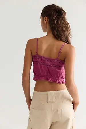 Free People Rosa Embroidered Cami - Violet Quartz