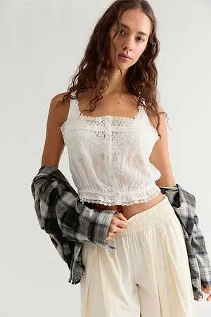 Free People Rosa Embroidered Cami - White