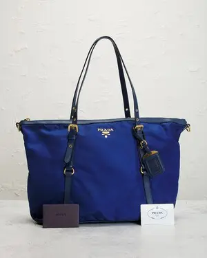 FWRD RENEW Prada Tessuto Tote Bag - Blue