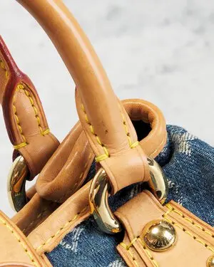 FWRD RENEW Louis Vuitton Monogram Denim Mini Pleaty Shoulder Bag - Blue