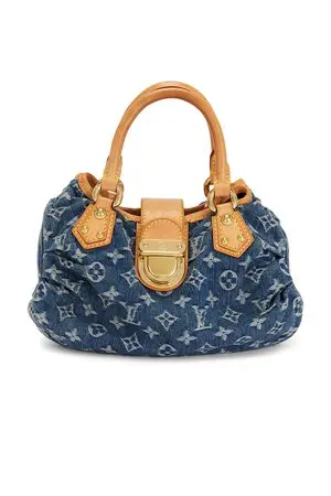 LOUIS VUITTON Monogram Denim Mini Pleaty Shoulder Bag - Blue