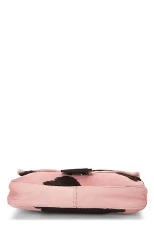 Fendi Pink & Brown Pony Hair Baguette Shoulder Bag