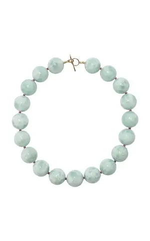 LIZZIE FORTUNATO 14k Gold Necklace With Angelite And Ruby Accents - Green