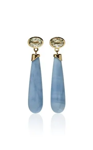 LIZZIE FORTUNATO 14k Gold Drop Earrings In Green Amethyst And Opal - Blue